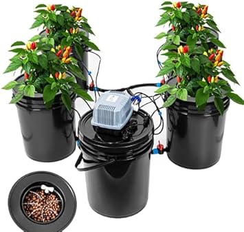 Amazon.com : Hydroponics Growing System, 5 Gallon Hydroponic Bucket Kit ...