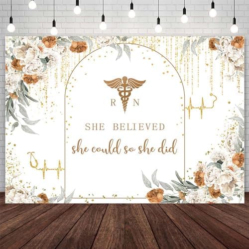 Amazon.com : AIBIIN 7x5ft Boho Congrats Nurse Backdrop She Believed She ...