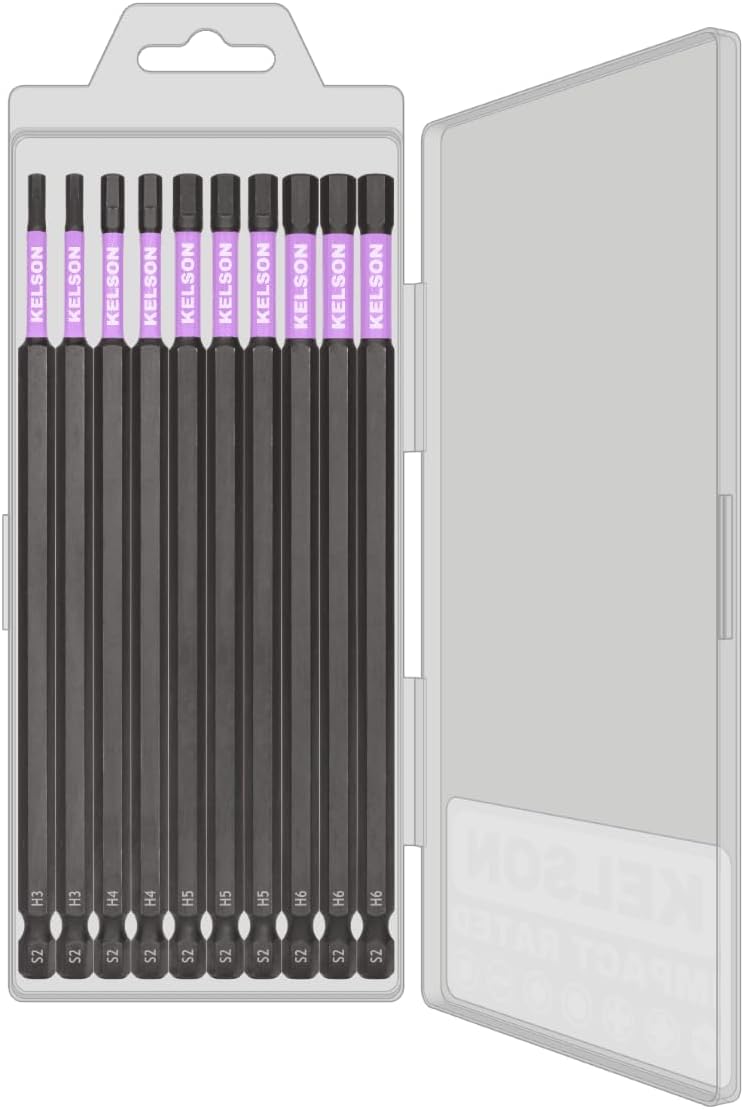 KELSON 10pcs Hex Drive 150mm Impact Rated Screwdriver Bit Set V1 with ...