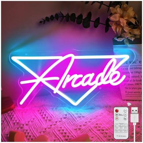 Amazon.com : Jesalah Arcade Neon Sign Yellow Blue Dimmable Neon Light ...