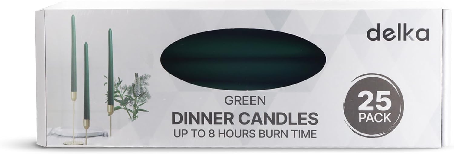 delka Tapered Dinner Candles – Long Burn 8 Hours, Unscented, Dripless ...
