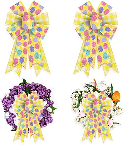 Amazon.com: Estivaux 2 Pieces Easter Bows for Wreath, Happy Easter ...