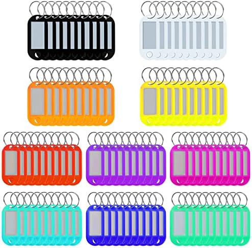 Qincling 100 PCS Key Tags, Keyring Tags Key Labels Plastic Key Fobs Id ...