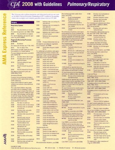 CPT 2008 Express Reference Coding Card Pulmonary/Respiratory ...