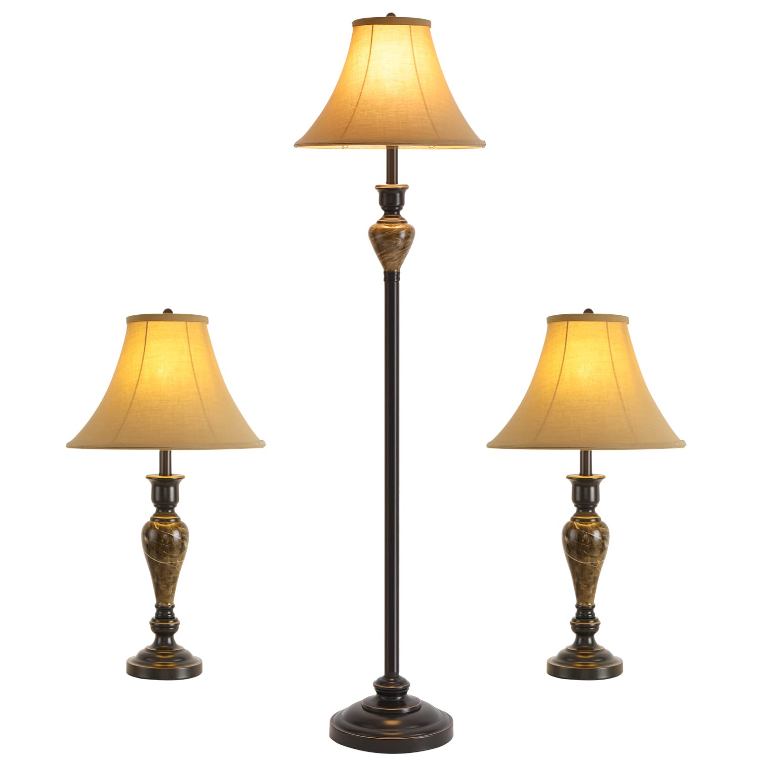 OPENED FOR INSPECTION Smeike 3 Pack Lamp Sets (2 Table Lamps, 1 Floor ...