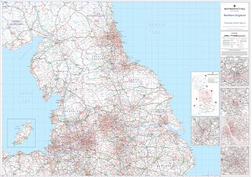 Laminated District Postcode Map 4 Of Northern England (Newcastle-upon ...