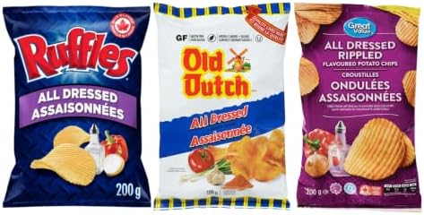 Amazon.com: All Dressed Potato Chips Variety Pack of 3, Ruffles, Old ...