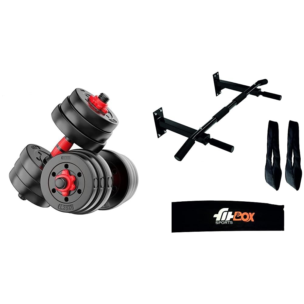 Buy FitBox Sports Intruder 20 Kg Adjustable PVC Dumbbells Weights With ...