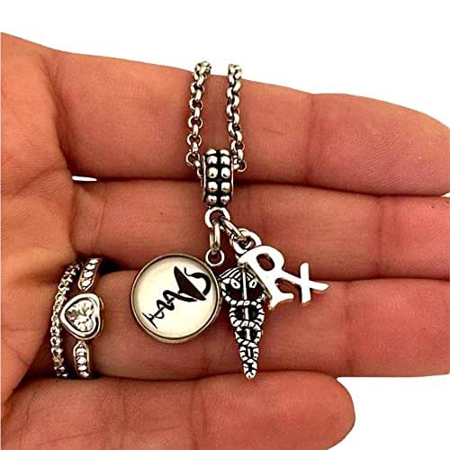 Amazon.com: Pharmacy RX Pharmacist Charm with Bracelet Necklace for ...