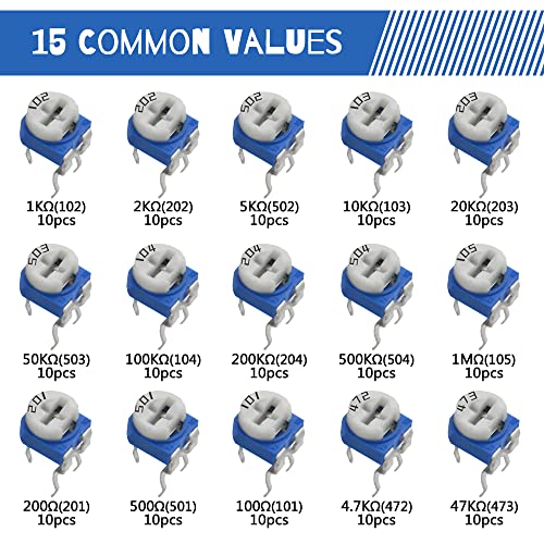 Snapklik.com : 150 PCS 100 To 1M Ohm Variable Resistor Trimmer ...