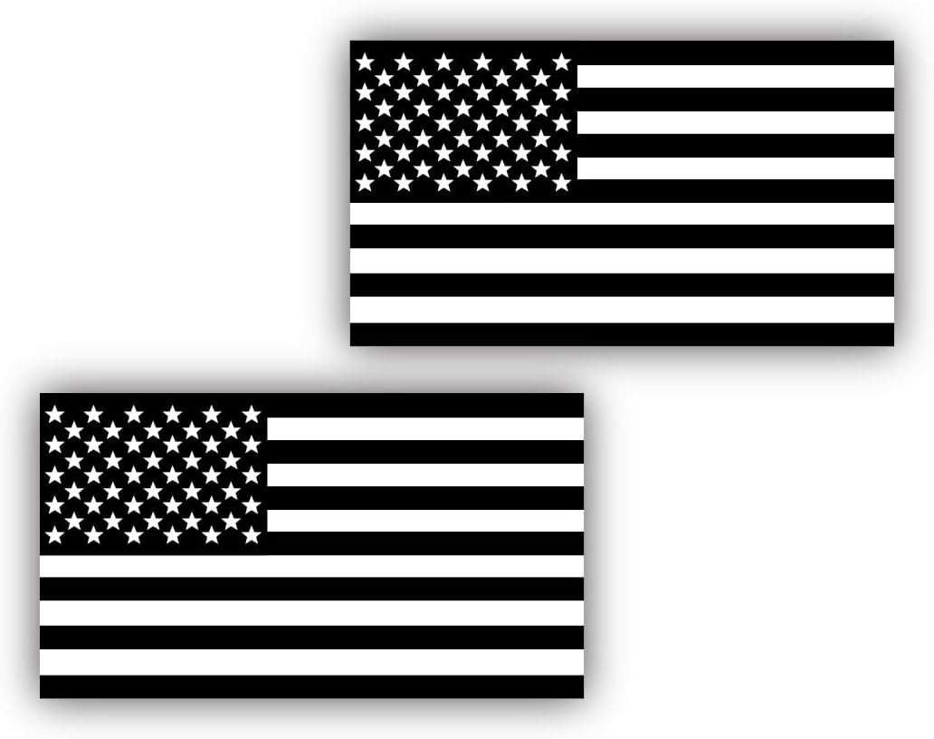 Amazon.com - 3PC Reflective Black and White American Flag Stickers ...