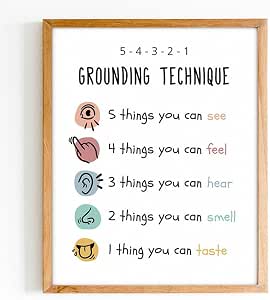 Amazon.com: ALIVEE 54321 Grounding Technique Poster Canvas - Therapy ...