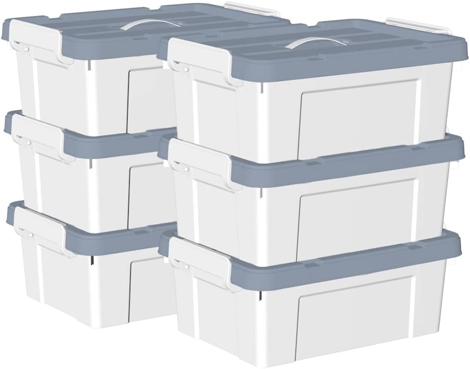 Cetomo 15L*6 Storage Boxes, Carry Plastic Storage Box with Lids ...