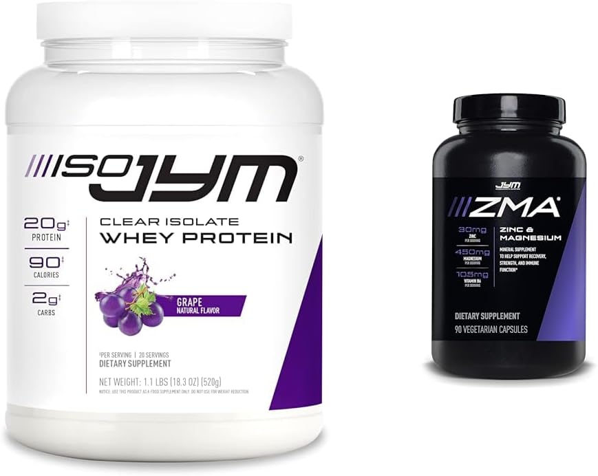 Amazon.com: ISO JYM 20 Servings Grape and JYM ZMA Zinc/Magnesium ...