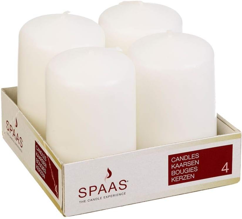 Spaas Unscented Pillar Candle 50/80 mm, 18 Hours, White : Amazon.co.uk ...