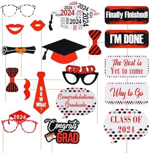 Amazon.com: KatchOn, Red Graduation Photo Booth Props 2024 - Pack of 23 ...