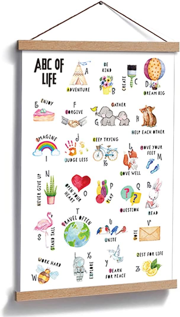 Amazon.com: CHDITB ABC of Life Art Print Alphabet Magnetic Natural Wood ...