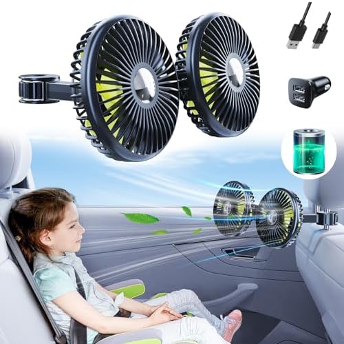 Amazon.com: Dealswin Car Fan for Backseat, Dual Head Hose CarFan with ...