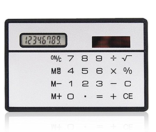 Aum Mini Slim Credit Card Size Solar Power Pocket Calculator (White ...