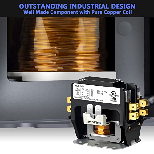 Snapklik.com : HVAC Contactor, 40 Amp Single Pole / 1 Pole Contactor ...