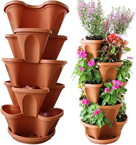 Amazon.com: Natures Distributing Stacking Planters - Strawberry, Herb ...