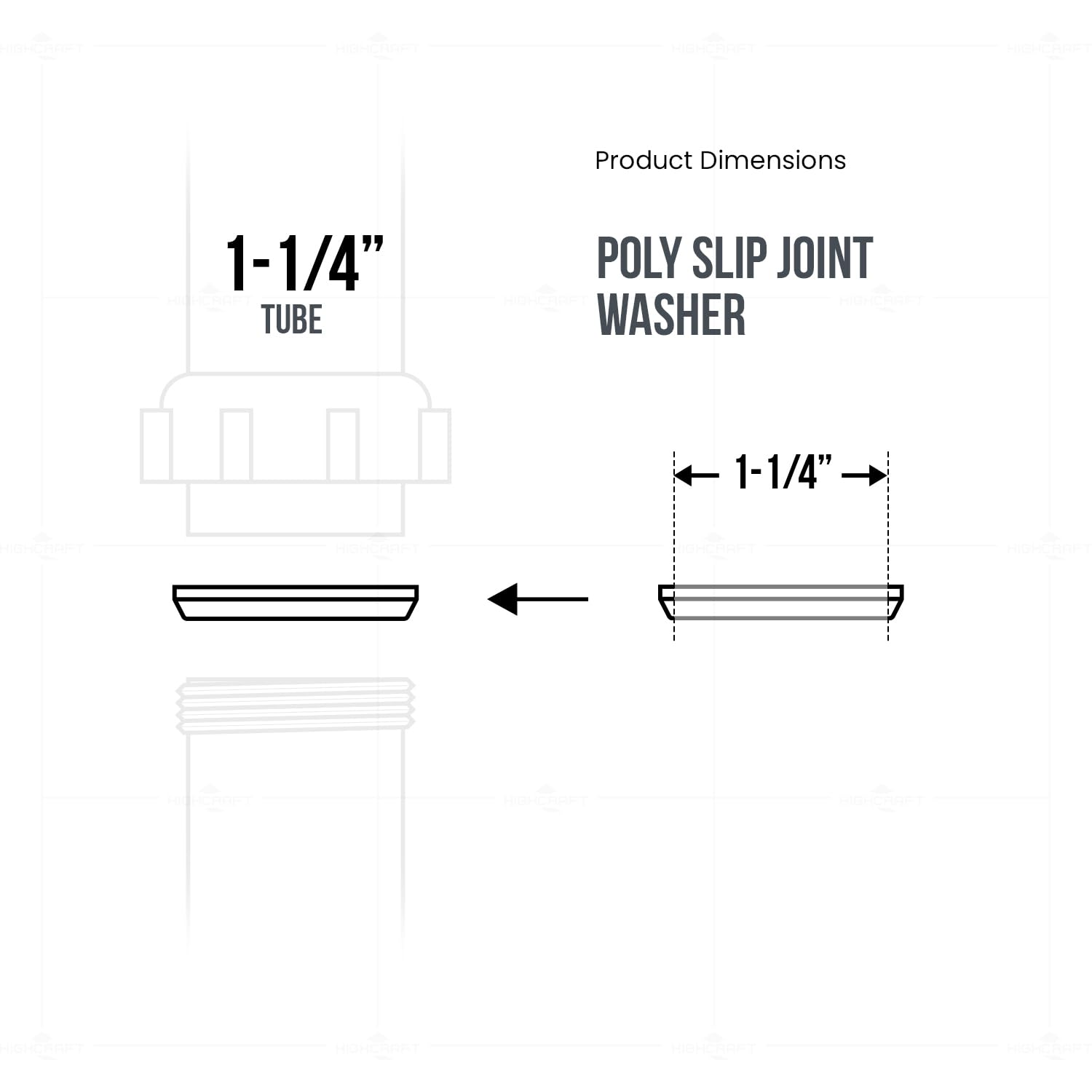 Snapklik.com : Highcraft 1-1/4" Poly Slip Joint Washer