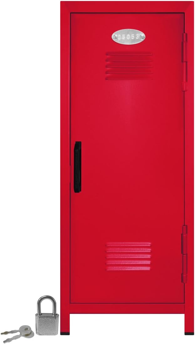 Amazon.com: Mini Locker with Lock and Key Red -10.75" Tall x 4.125" x 4 ...