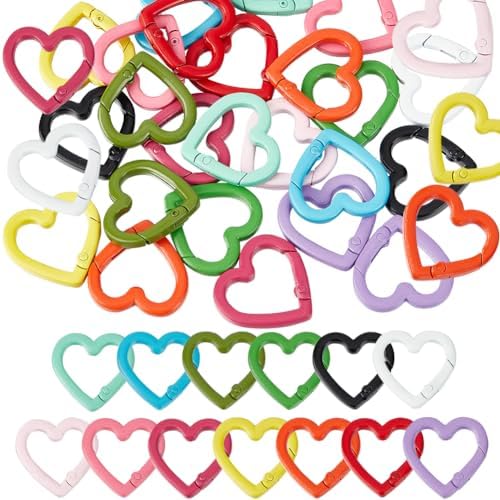 Amazon.com: SUNNYCLUE 26PCS 13 COLOR Heart Spring Clasp Spring Key ...