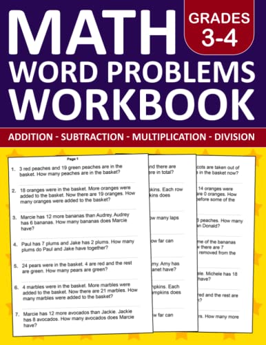 Snapklik.com : Math Word Problems Workbook For Grades 3-4 - Addition ...