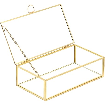 Amazon.com: AMGSH Golden Vintage Glass Keepsake Box | Glass Jwelry ...