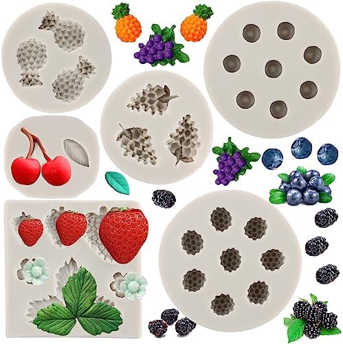 Amazon.com: 4Pcs/Set Blueberry Raspberry Cherry Strawberry Cake Fondant ...