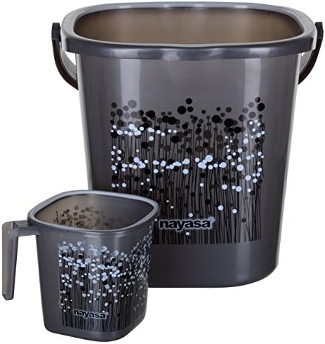 Nayasa 2 Piece Plastic Bathroom Bucket and Mug Set, Brown - by AAROHI13 ...