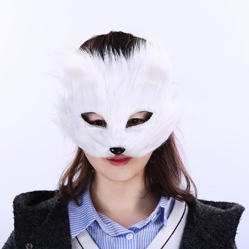 Therian Mask Furry Fox Mask Wolf Mask Cat Mask Halloween Half Face Mask ...