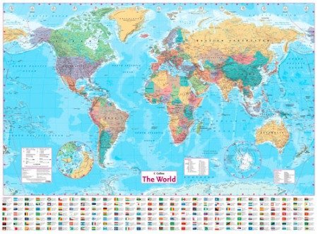 Collins World Wall Map Dry Erase Laminated: Collins: Amazon.com: Books