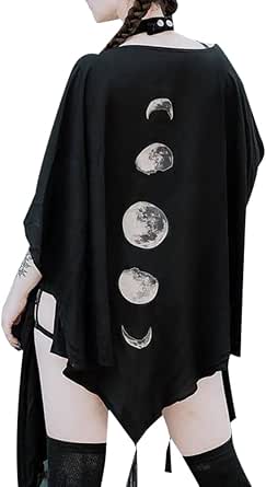 Women's Goth Fashion Capes Coat Black Cardigan Punk Cloak Shawl Moon ...