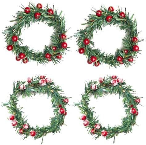 Amazon.com: Christmas Candle Rings- 4.3 Inches Candle Wreaths Candle ...