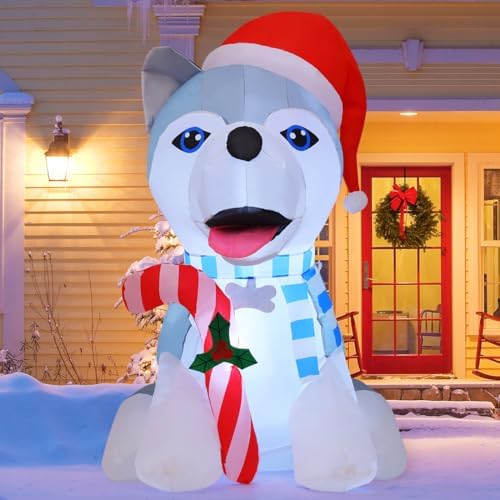 Amazon.com: GOOSH 4 FT Christmas Inflatables Dog Outdoor Decorations ...