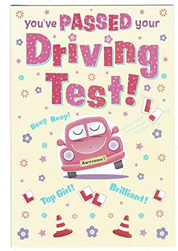 Passed Your Driving Test Greetings Card -Pink Car, L Plates & Flowers 7 ...