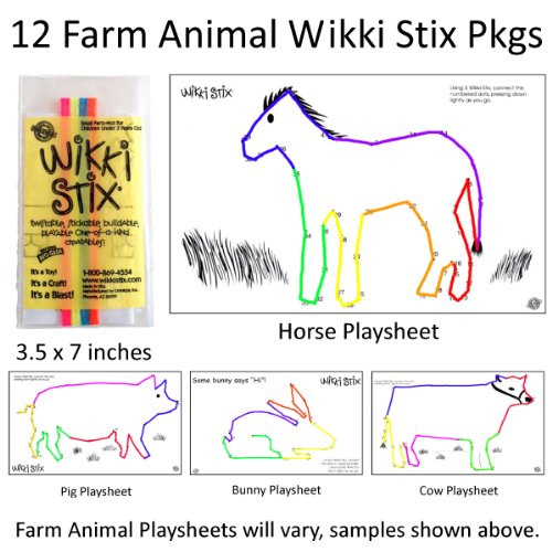 Farm Animal Stickers & Wikki Stix Party Favor Pack - 24 Pc (12 Make-a ...