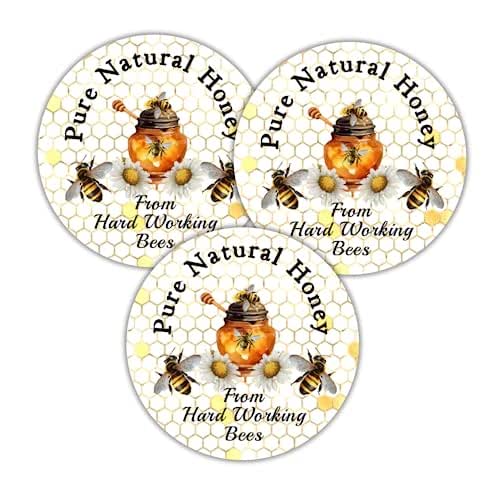 Amazon.com: Honey jar labels, stickers, tags, bees raw natural honey ...
