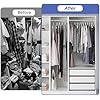 Silver Wardrobe Rails, 74-190cm Heavy Duty Hanging Rail for Wardrobe ...