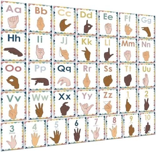 Amazon.com: ASL Alphabet Line Bulletin Board Set, 43pcs Letters Numbers ...