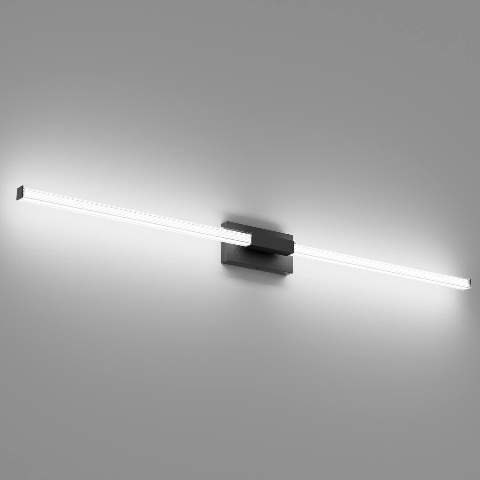 Ralbay 59inch Matte Black Vanity Light Bar Matte Black Bathroom Wall ...