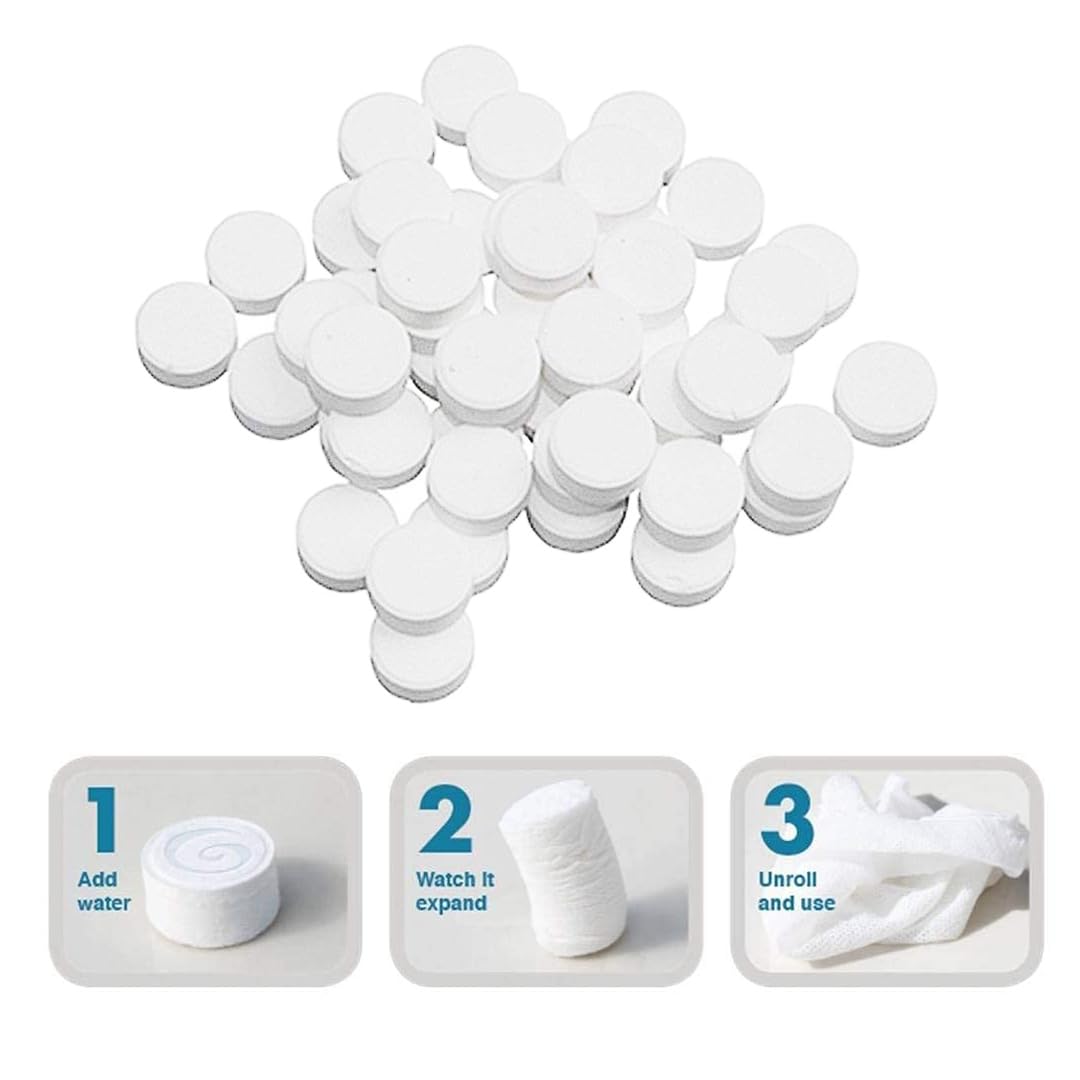 Multibrite 50Pcs Compressed Towel Tablets, Facial Cleansing Tissue ...