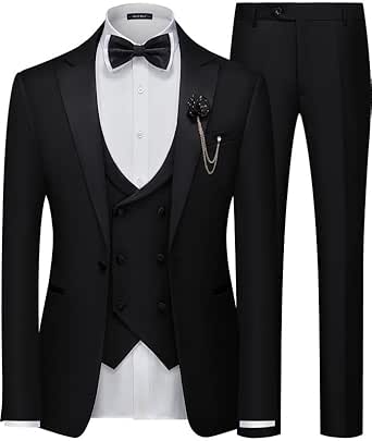 MAGE MALE Men's 3 Piece Suit One Button Slim Fit Formal Wedding Prom ...