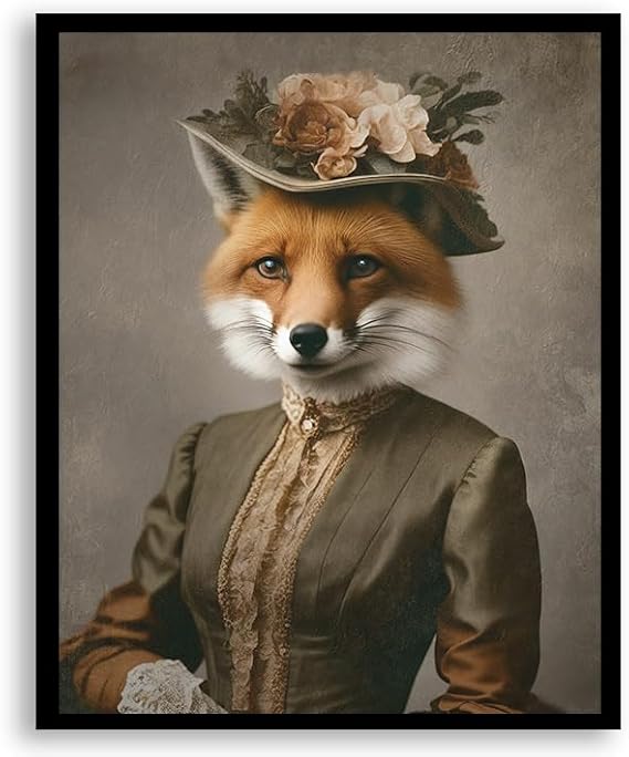 Amazon.com: Fox Victorian Portrait Art - Printed Poster or Canvas Wrap ...