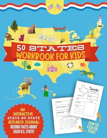 50 States Workbook for Kids: Fun US State Research Workbook to Learn ...