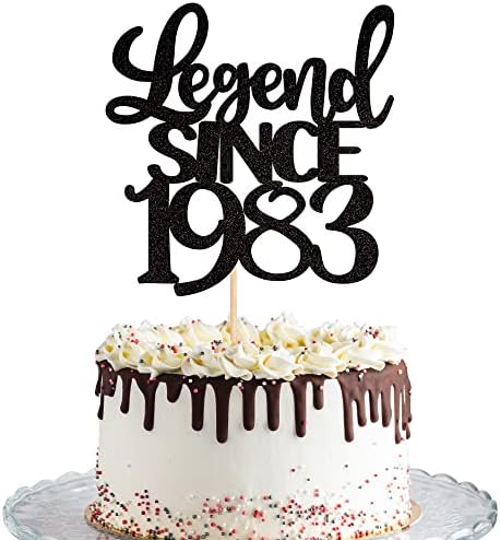 Amazon.com: 1 PCS Legend Since 1983 Cake Topper Glitter Forty Happy ...