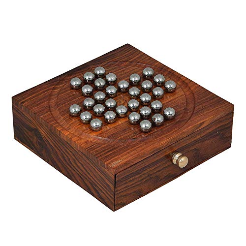 Buy ZYNTIX Wooden Handcrafted Solitaire Board Game Metal Balls Beads ...
