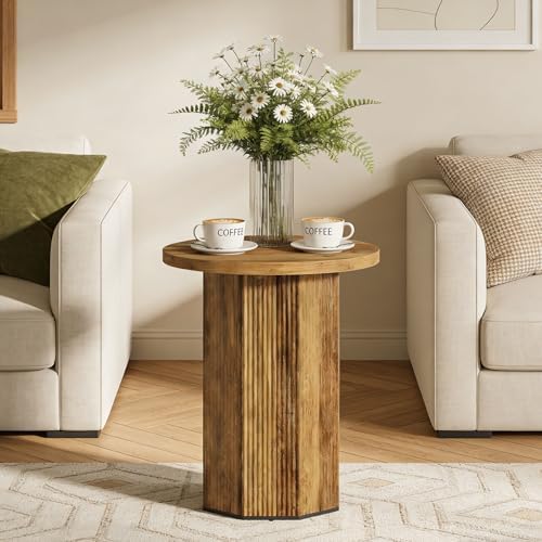 Amazon.com: Tribesigns Round Pedestal End Table, Farmhouse Side Table ...